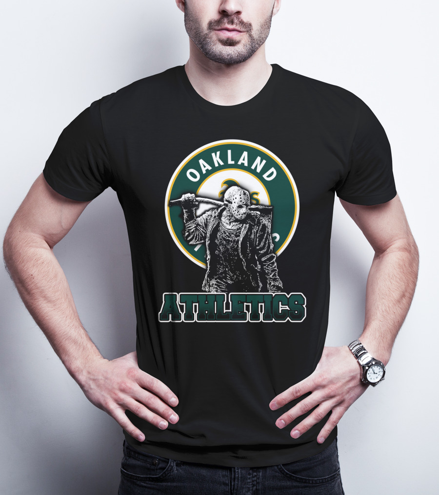 Oakland Athletics And Jason Voorhees Crossover Logo Fan T-Shirt