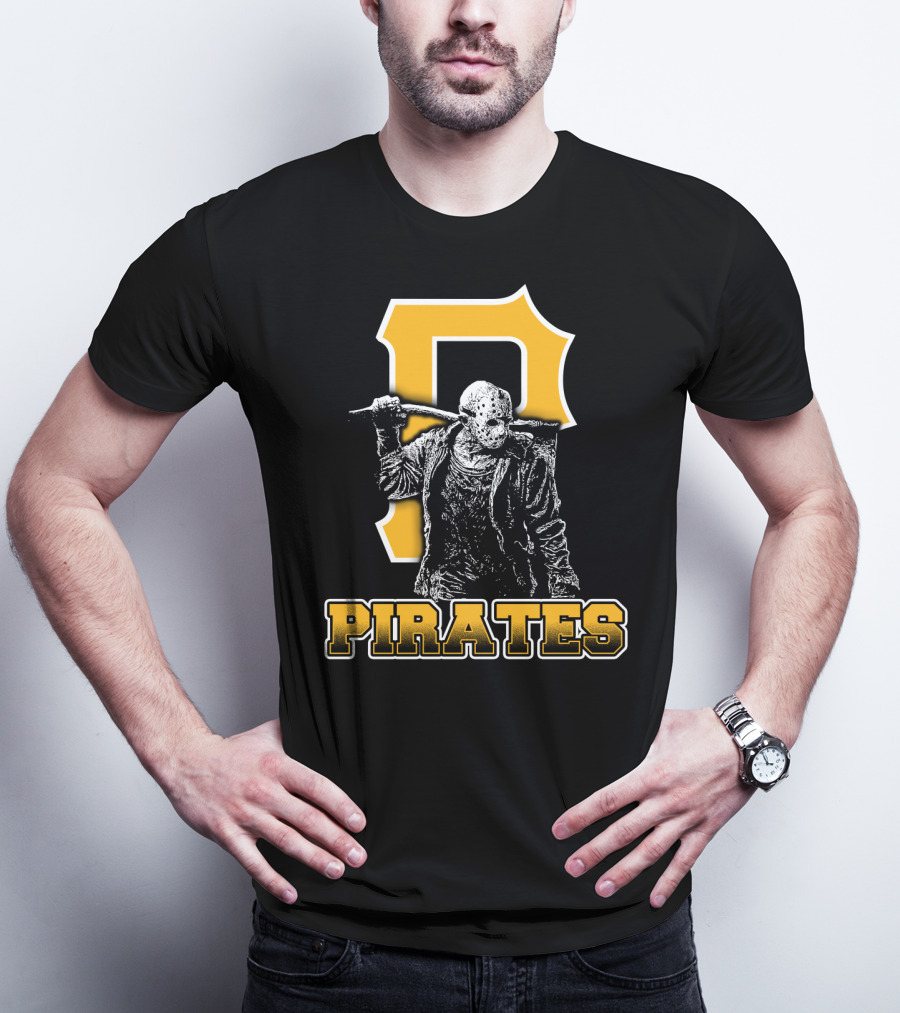Jason Voorhees With Pittsburgh Pirates Symbol And Text Pirates T-Shirt