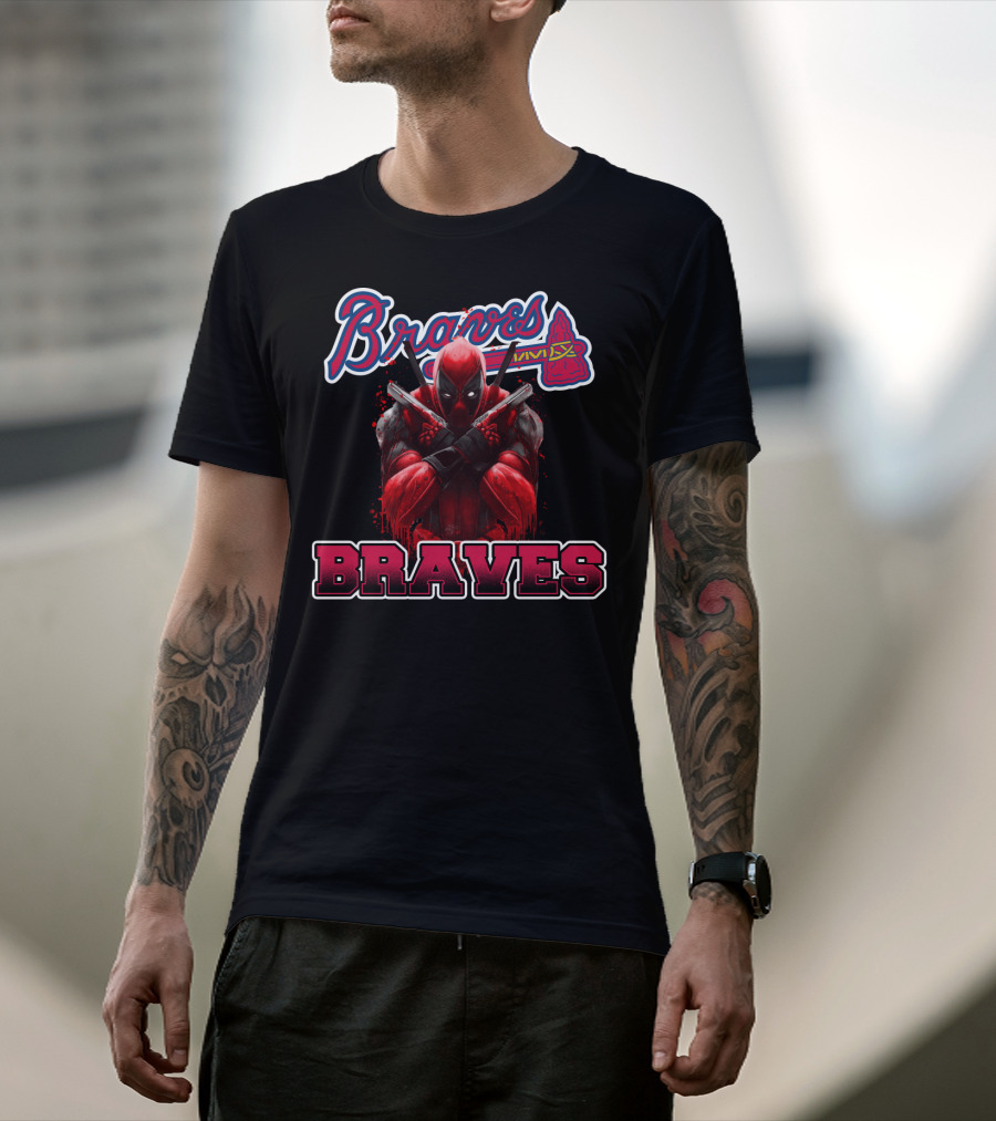 Braves Deadpool Crossover Fan Merchandise T-Shirt