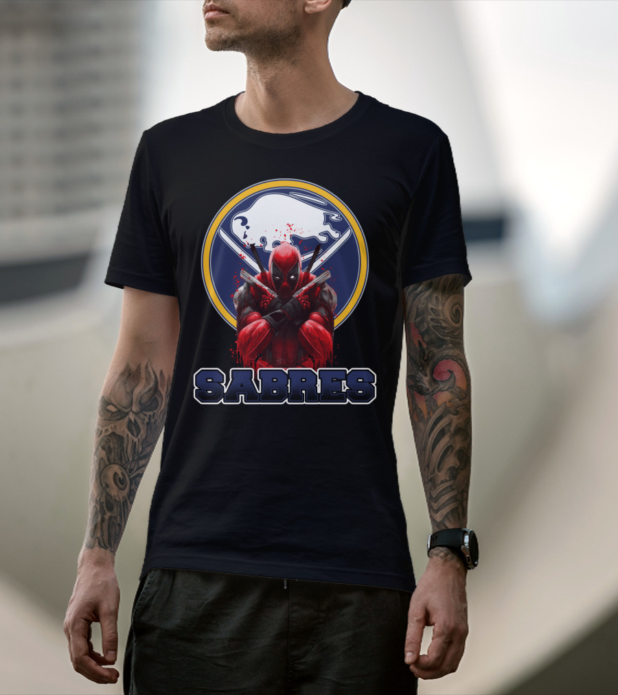 Buffalo Sabres Deadpool Crossed Katanas Fans T-Shirt