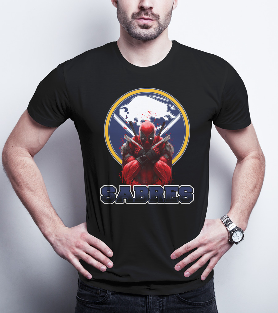 Buffalo Sabres Deadpool Crossed Katanas Fans T-Shirt