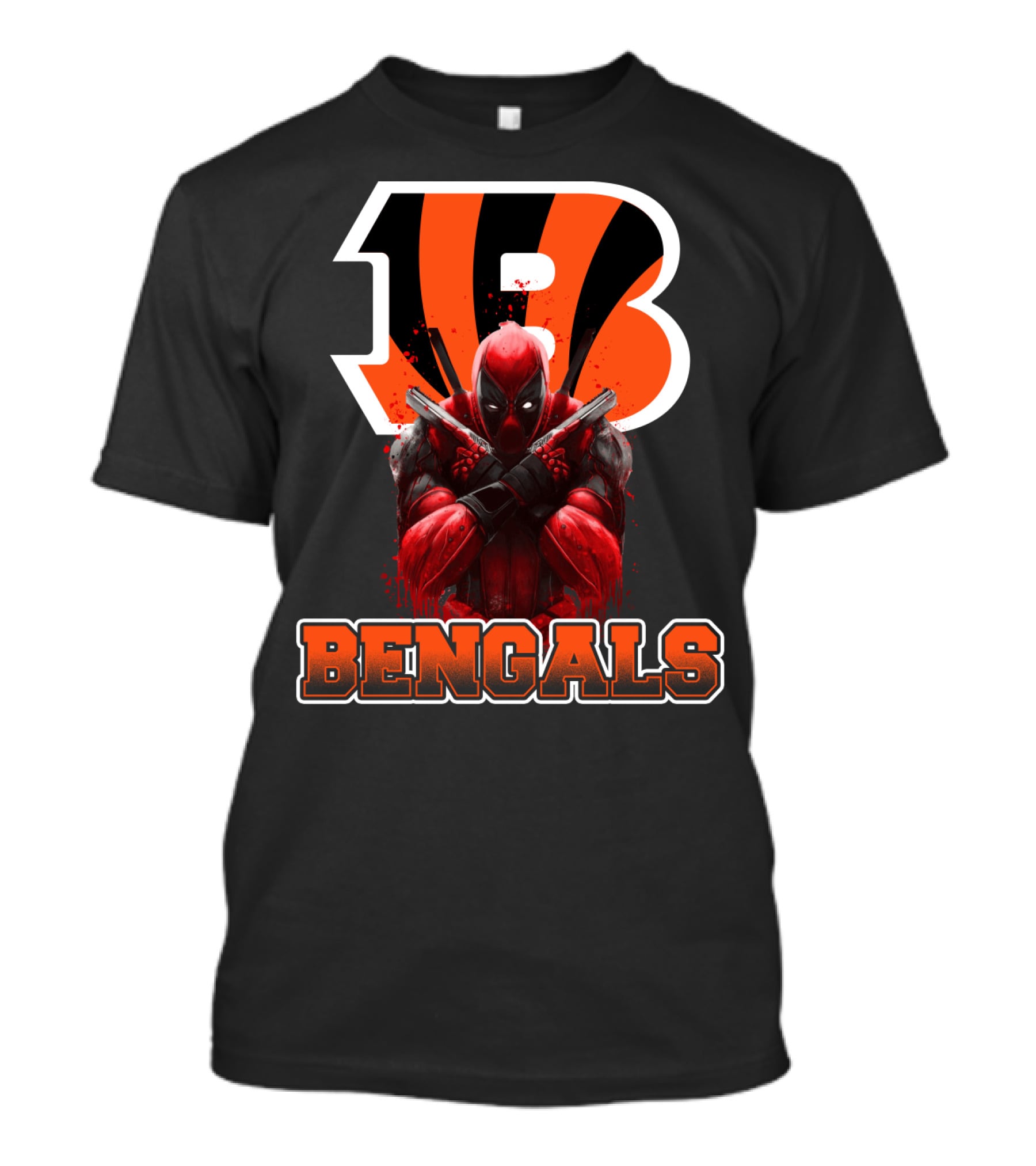 Deadpool Meets Cincinnati Bengals Nfl Crossover T-Shirt