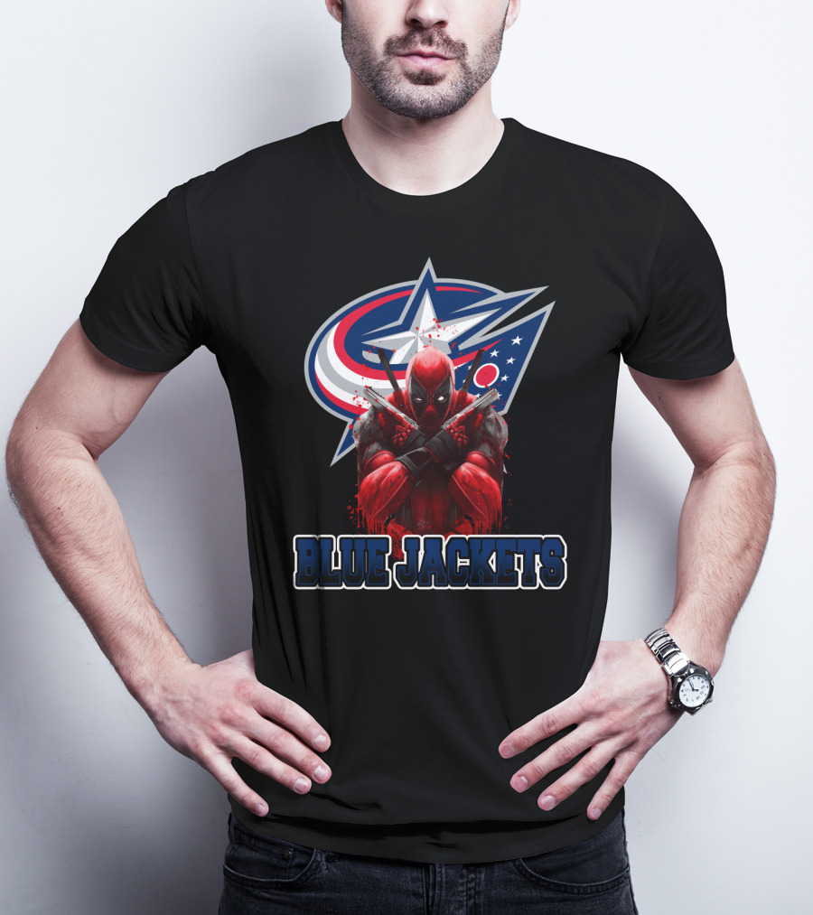 Columbus Blue Jackets Deadpool Crossover Fandom T-Shirt