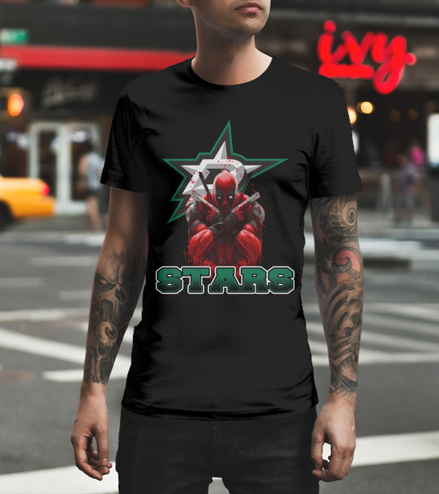 Deadpool Dallas Stars Nhl Crossover T-Shirt