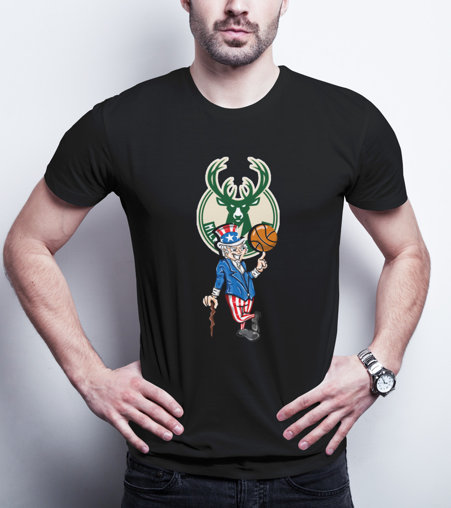 Milwaukee Bucks Uncle Sam Basketball Fourth Of July T-Shirt