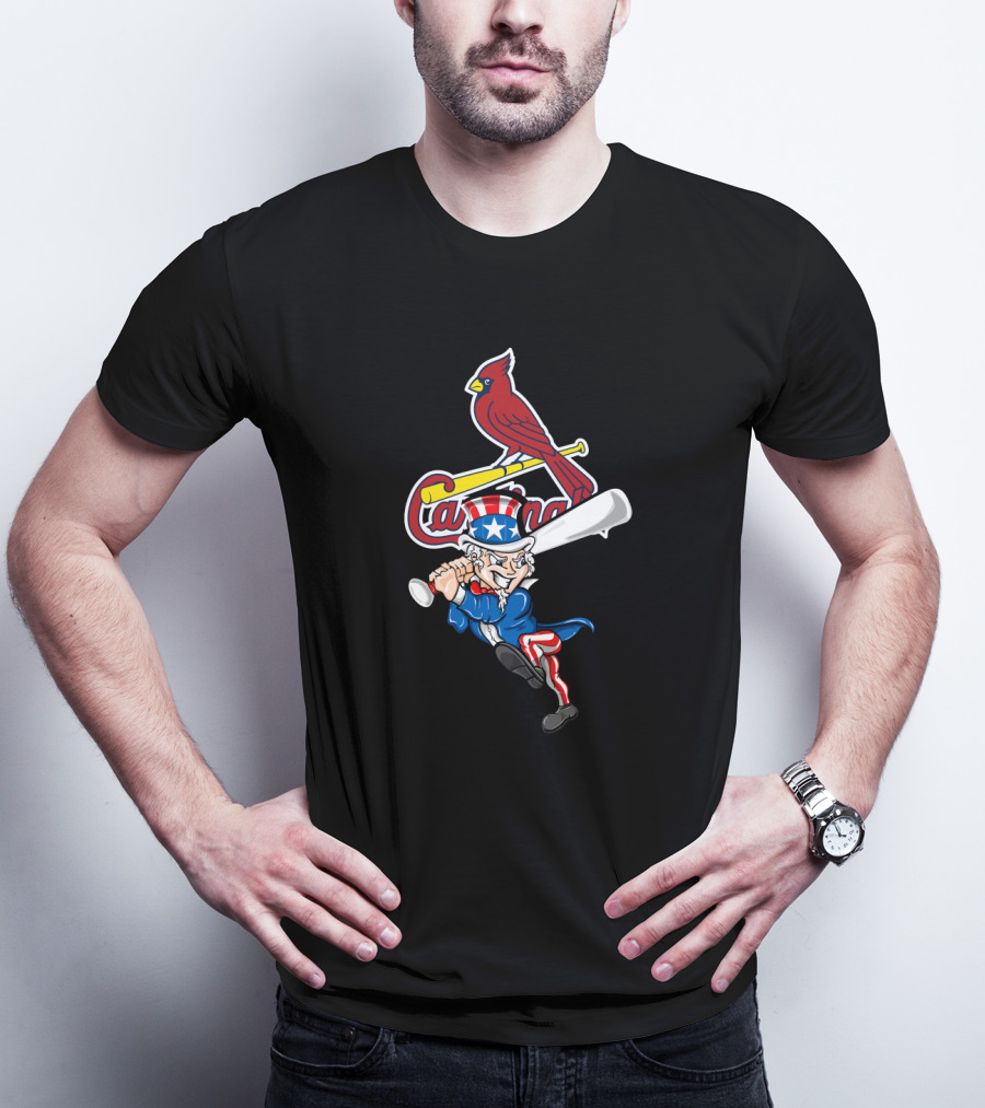 St. Louis Cardinals Uncle Sam 4Th Of July Baseball American Flag Style T-Shirt