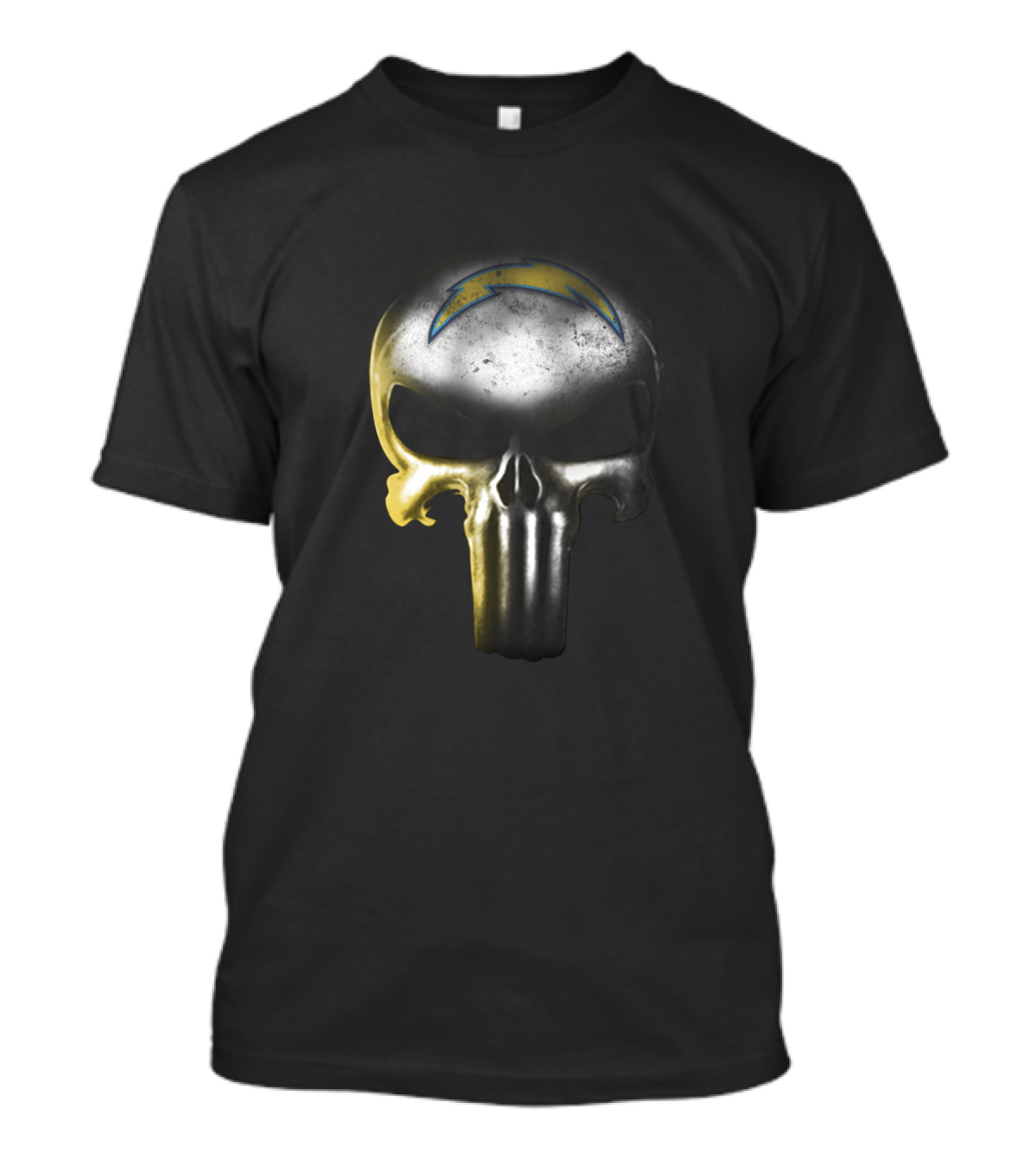 The Punisher Skull With Los Angeles Chargers Bolt Logo For Fans T-Shirt