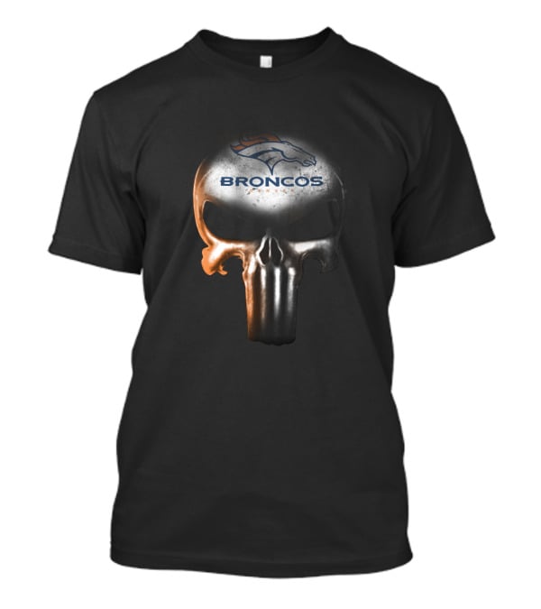 Denver Broncos Fans Unique Skull Design Featuring The Punisher T-Shirt