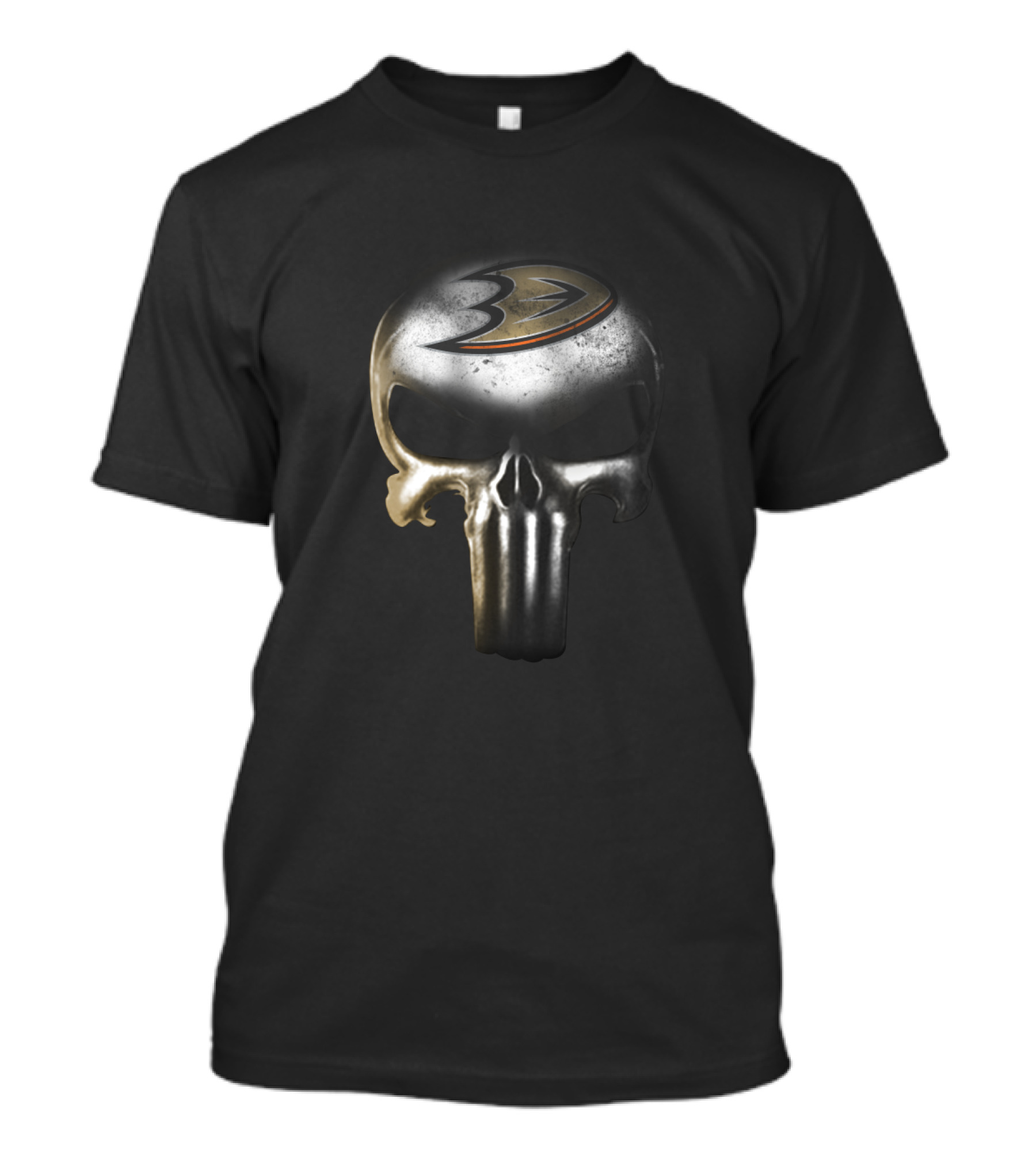 Anaheim Ducks Punisher Skull Fan Icon With Hockey Team T-Shirt