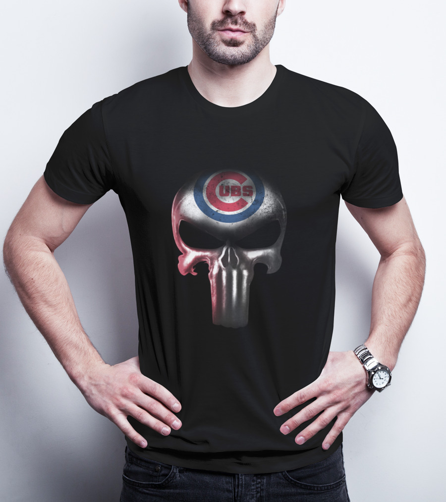 Chicago Cubs Punisher Skull Crossover For Enthusiasts T-Shirt