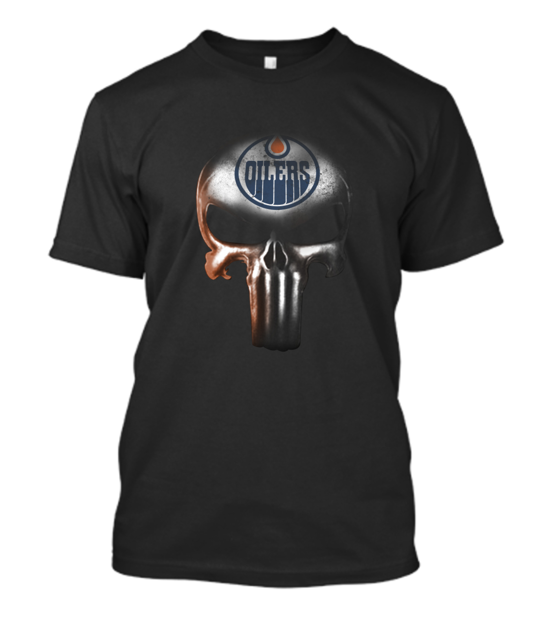 Edmonton Oilers Punisher Skull Logo Graphic For Fans T-Shirt
