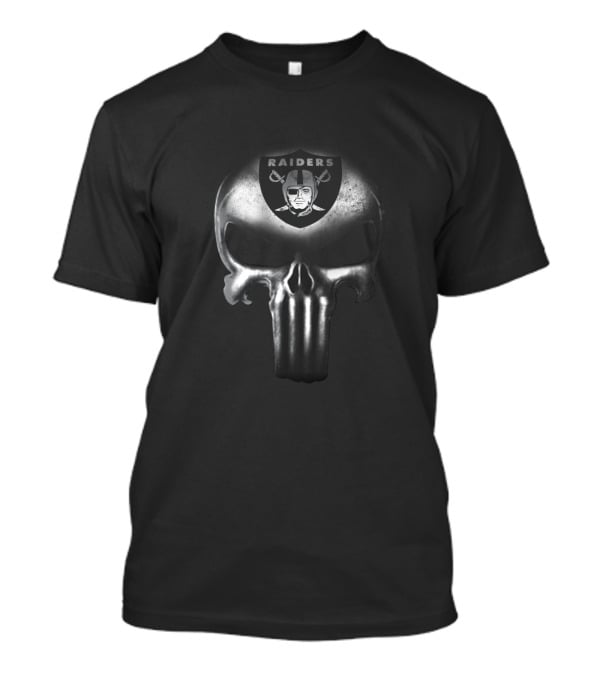 The Punisher Skull Raiders Shield Emblem For Oakland Raiders Fans T-Shirt