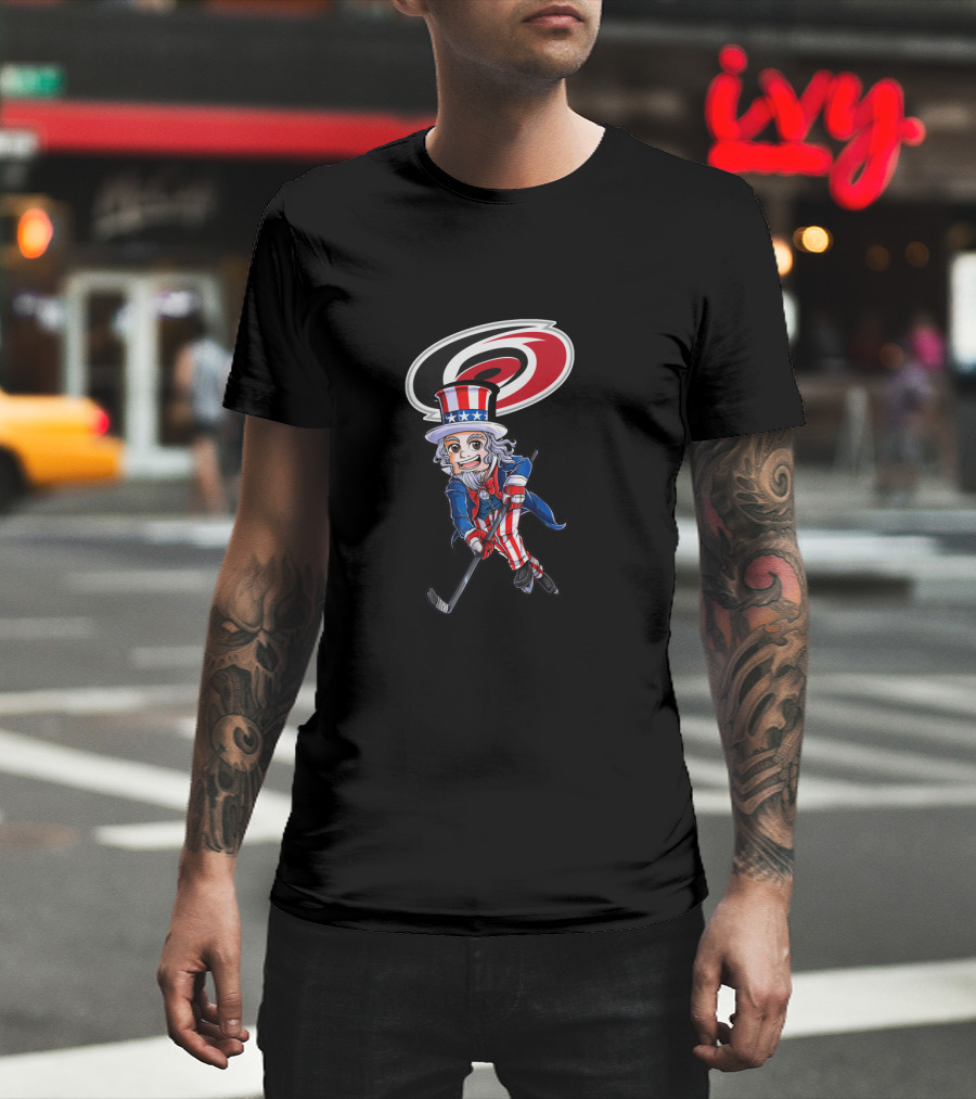 Carolina Hurricanes Uncle Sam Hockey July 4Th Fan Skate America T-Shirt
