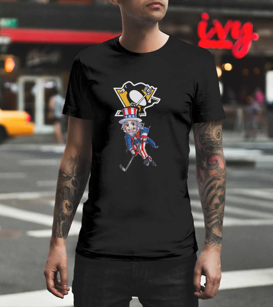 Uncle Sam Pittsburgh Penguins 4Th Of July Hockey Fans T-Shirt
