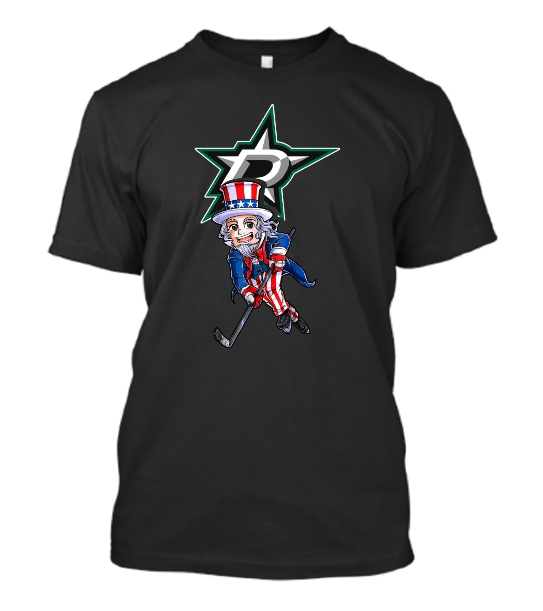 Uncle Sam On Ice With Dallas Stars For 4Th Of July Hockey Fun T-Shirt