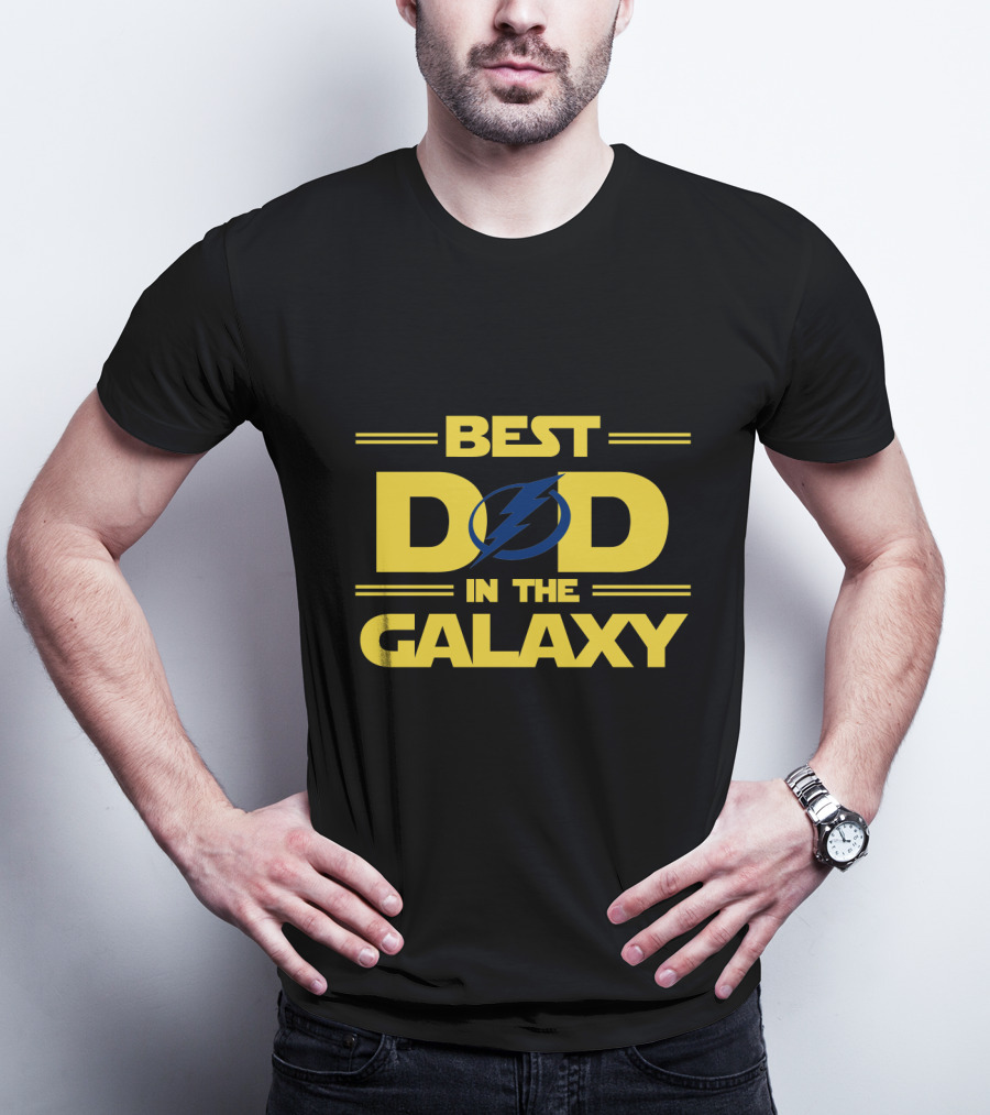 Best Dad In The Galaxy With Tampa Bay Lightning Bolt T-Shirt