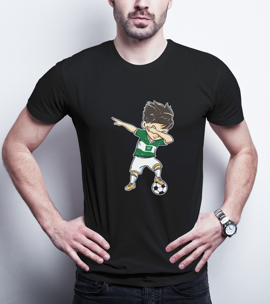Dabbing Soccer Player In Saudi Arabia Jersey With Football T-Shirt