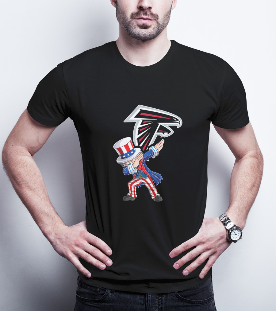 Uncle Sam Dabbing With Atlanta Falcons Emblem For 4Th July Celebrations T-Shirt