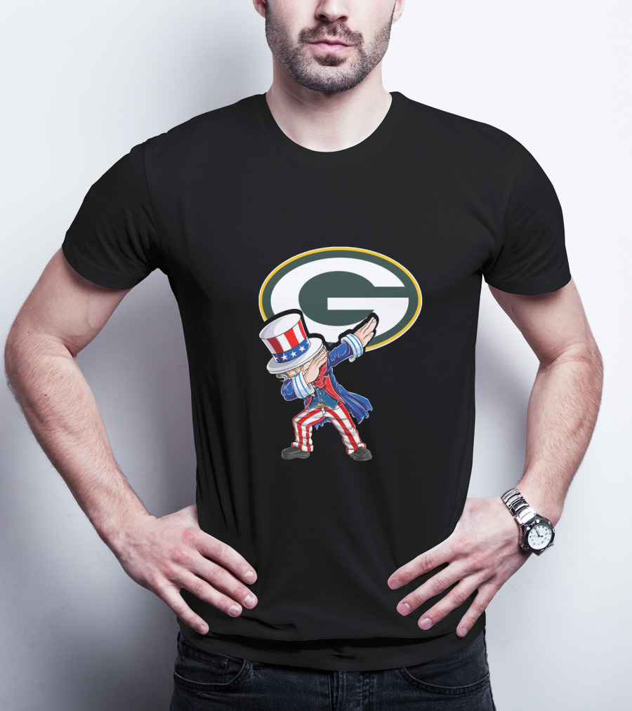 Uncle Sam Dabbing Green Bay Packers Nfl 4Th Of July T-Shirt
