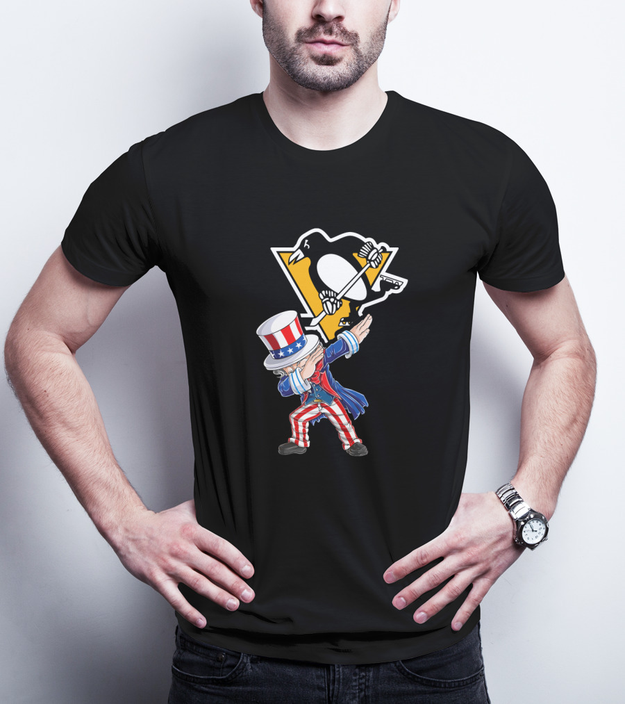 Uncle Sam Dabbing Pittsburgh Penguins 4Th Of July Celebration T-Shirt
