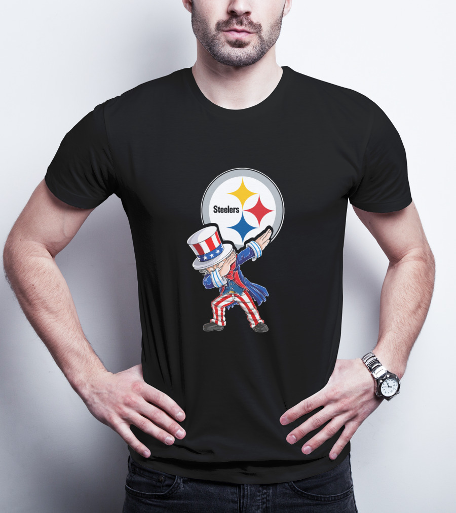 Uncle Sam Dabbing Steelers July 4Th Fan Gear T-Shirt