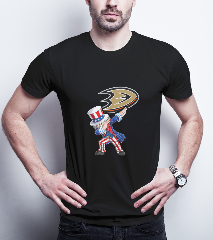 Uncle Sam Dabbing Celebrating Anaheim Ducks 4Th Of July Fans T-Shirt