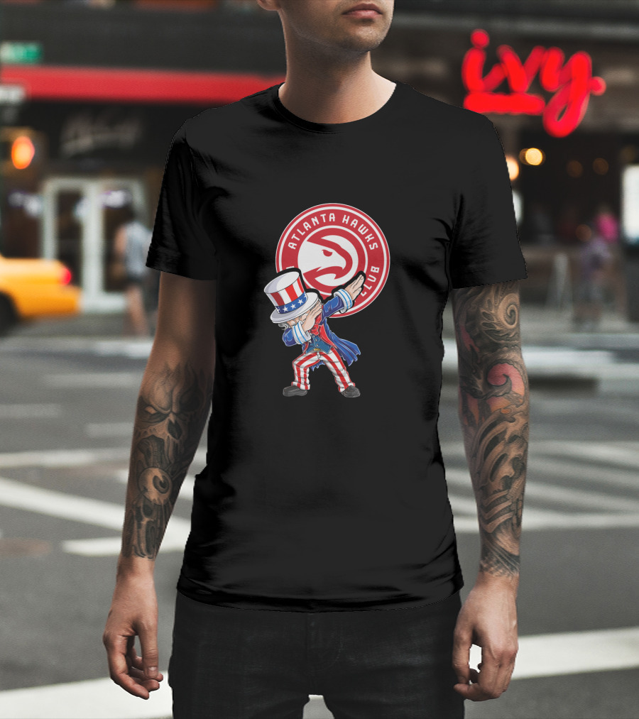 Atlanta Hawks Fans Patriotic Uncle Sam Dabbing 4Th July Celebration T-Shirt
