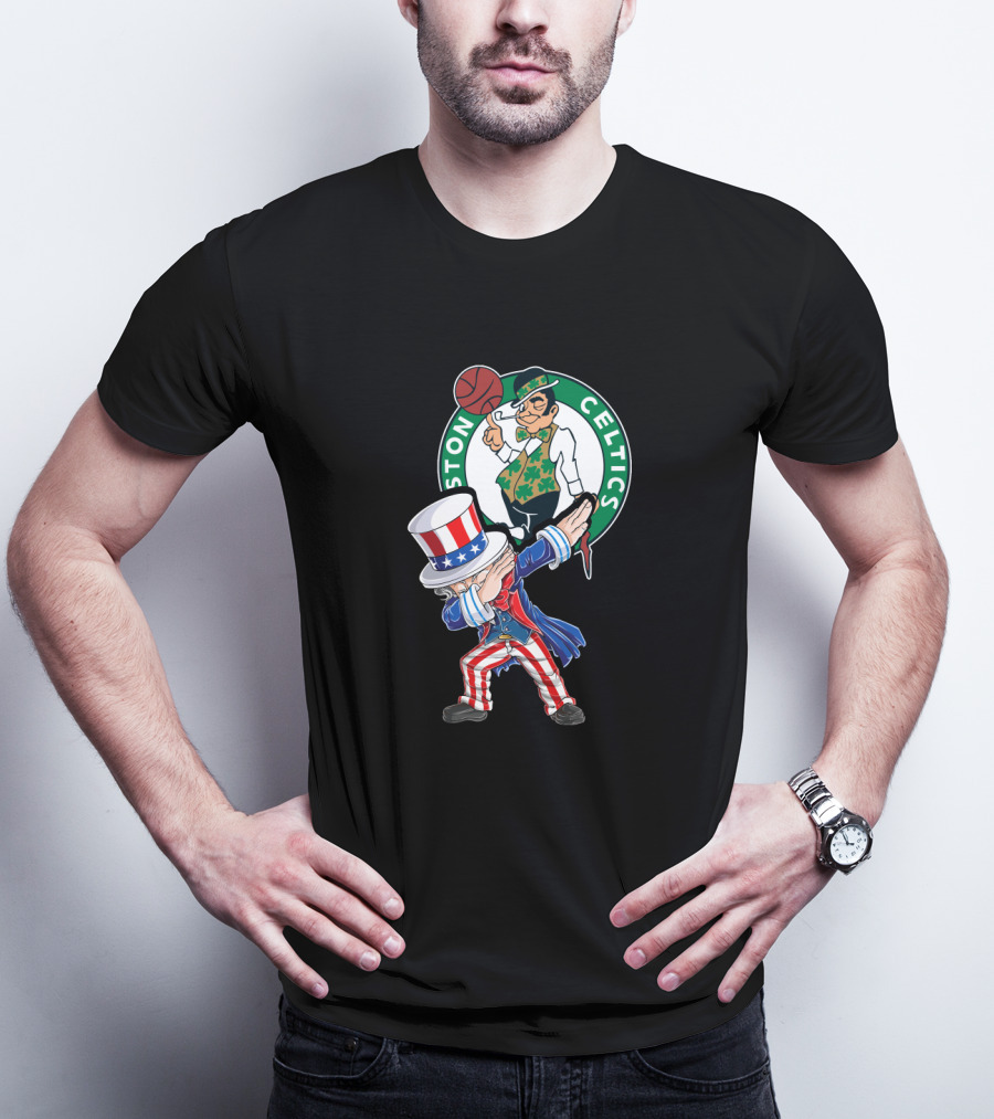 Uncle Sam Dabbing Boston Celtics 4Th Of July Fans T-Shirt