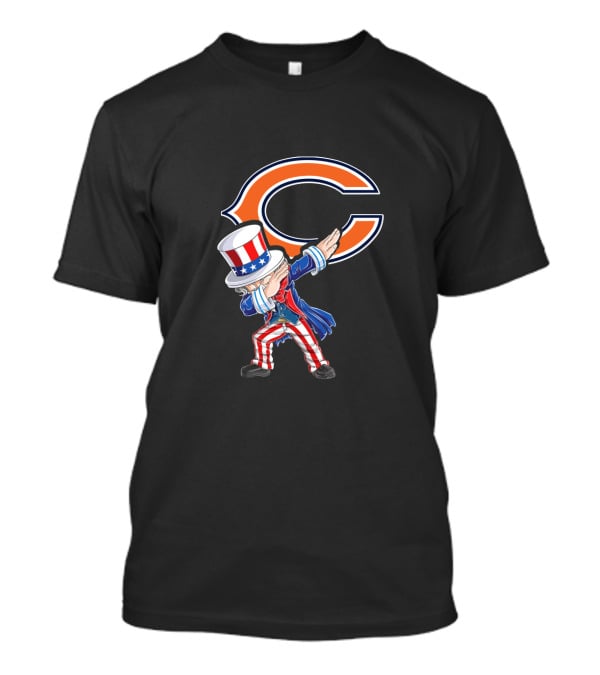 Uncle Sam Dabbing Chicago Bears Fans 4Th July Celebration Iconic Patriotic Sports T-Shirt