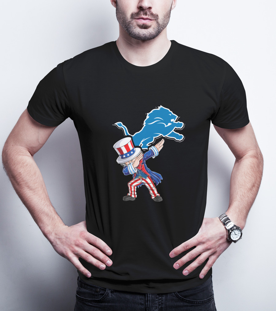Uncle Sam Dabbing Detroit Lions 4Th Of July Fans T-Shirt
