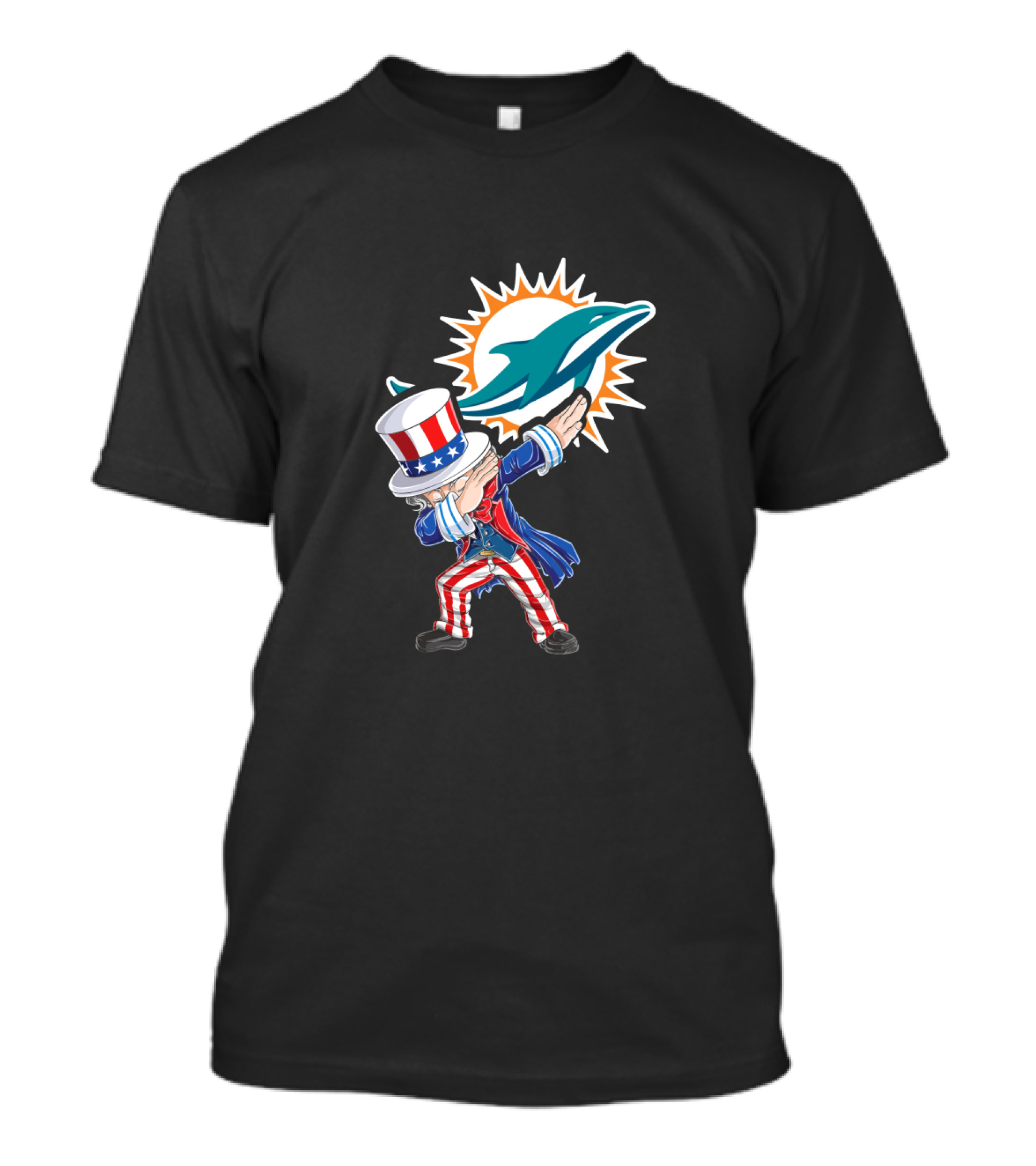 Uncle Sam Dabbing Miami Dolphins 4Th Of July Celebration T-Shirt