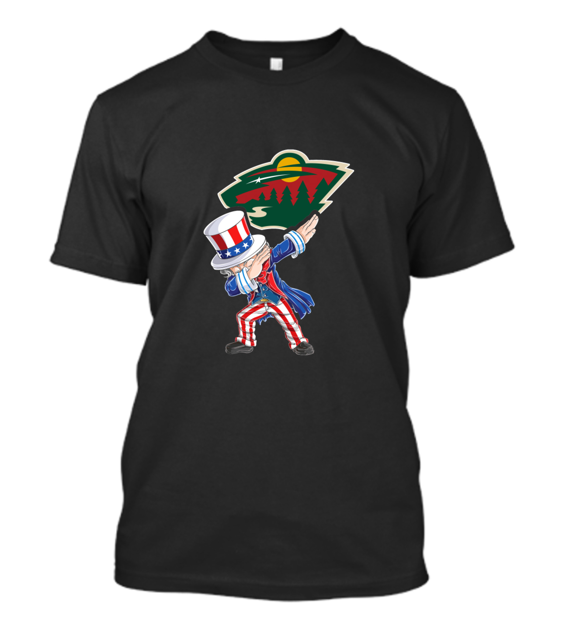 Uncle Sam Dabbing Celebrates Independence Day With Minnesota Wild Hockey Fans T-Shirt