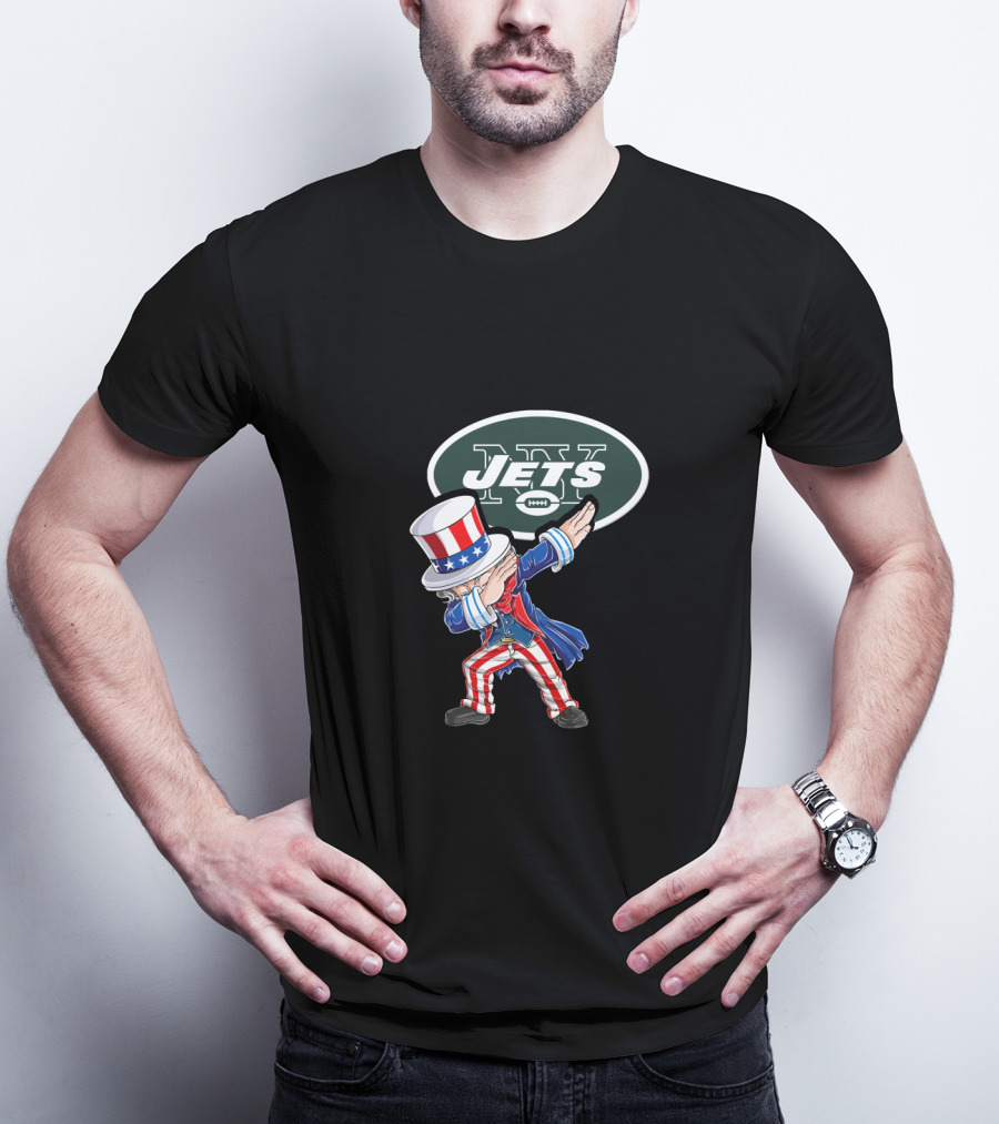 Uncle Sam Dabbing New York Jets 4Th Of July Fan T-Shirt