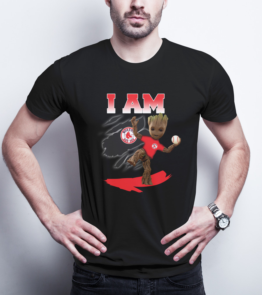 I Am Boston Red Sox Groot Baseball Fan T-Shirt