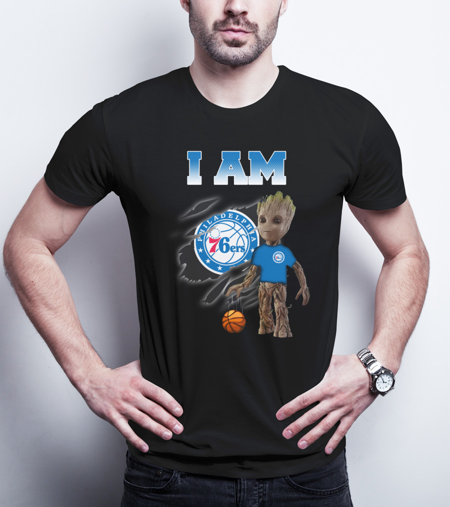 I Am Philadelphia 76ers Groot Basketball Fan T-Shirt