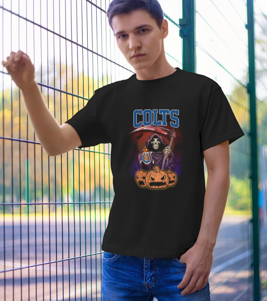 Indianapolis Colts Reaper Halloween Pumpkins Scythe T-Shirt
