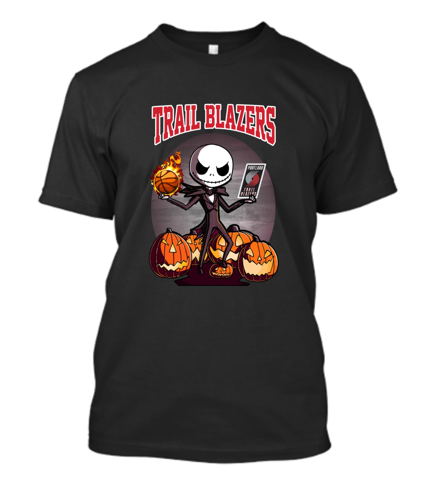Trail Blazers Jack Skeleton Halloween Theme Portland Basketball T-Shirt