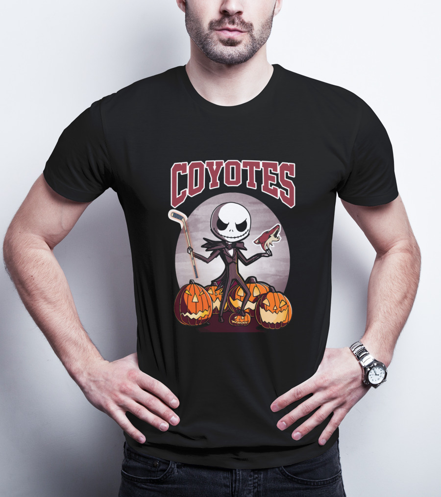 Jack Skellington Arizona Coyotes Hockey Halloween Pumpkins T-Shirt