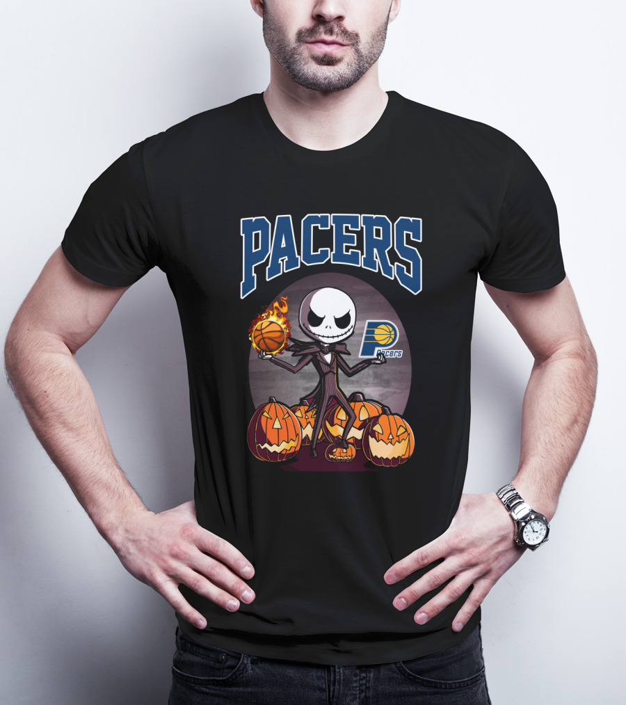 Pacers Jack Skellington Halloween Indiana Basketball Pumpkins T-Shirt