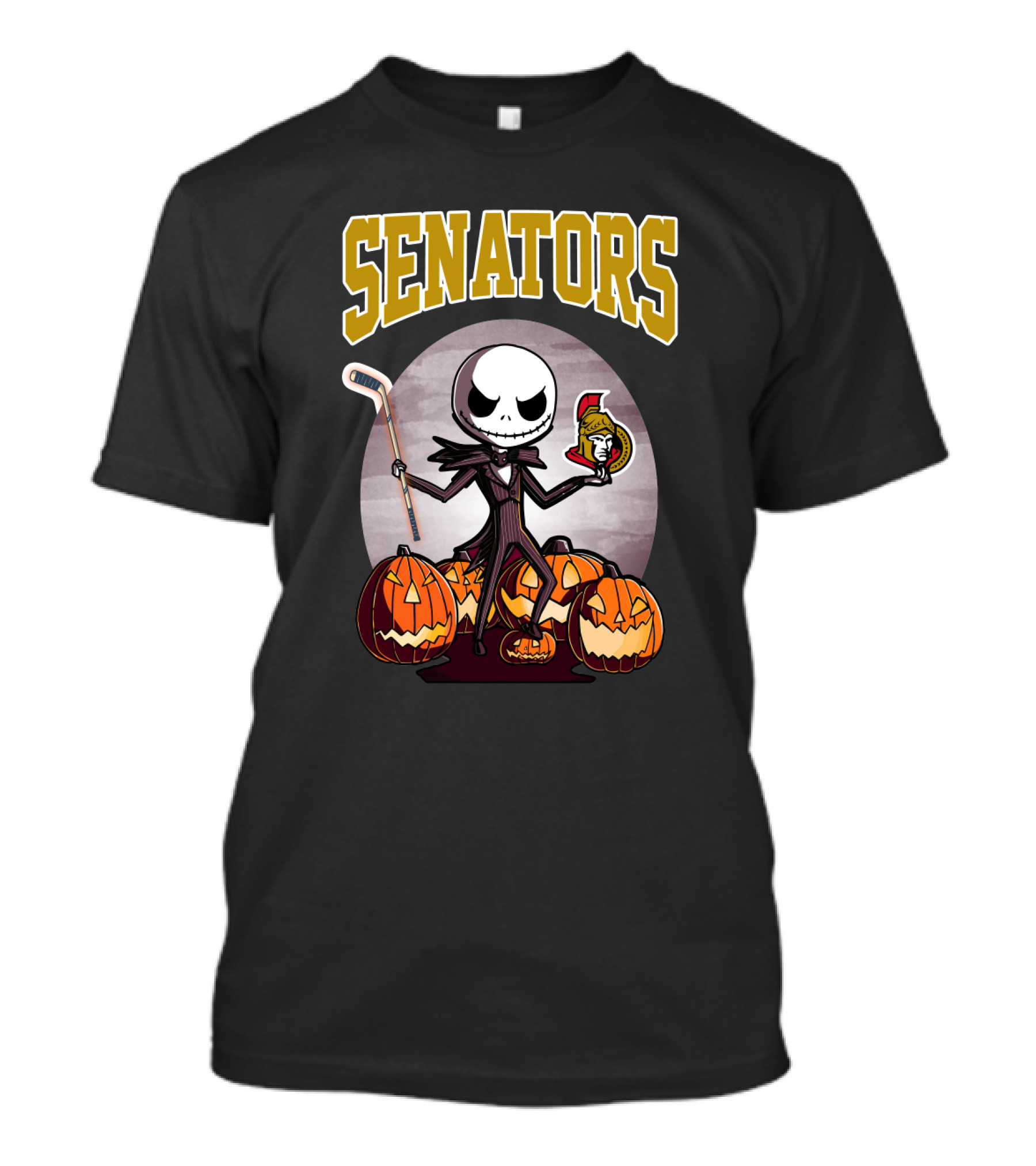 Jack Skellington Senators Hockey Halloween Pumpkins T-Shirt