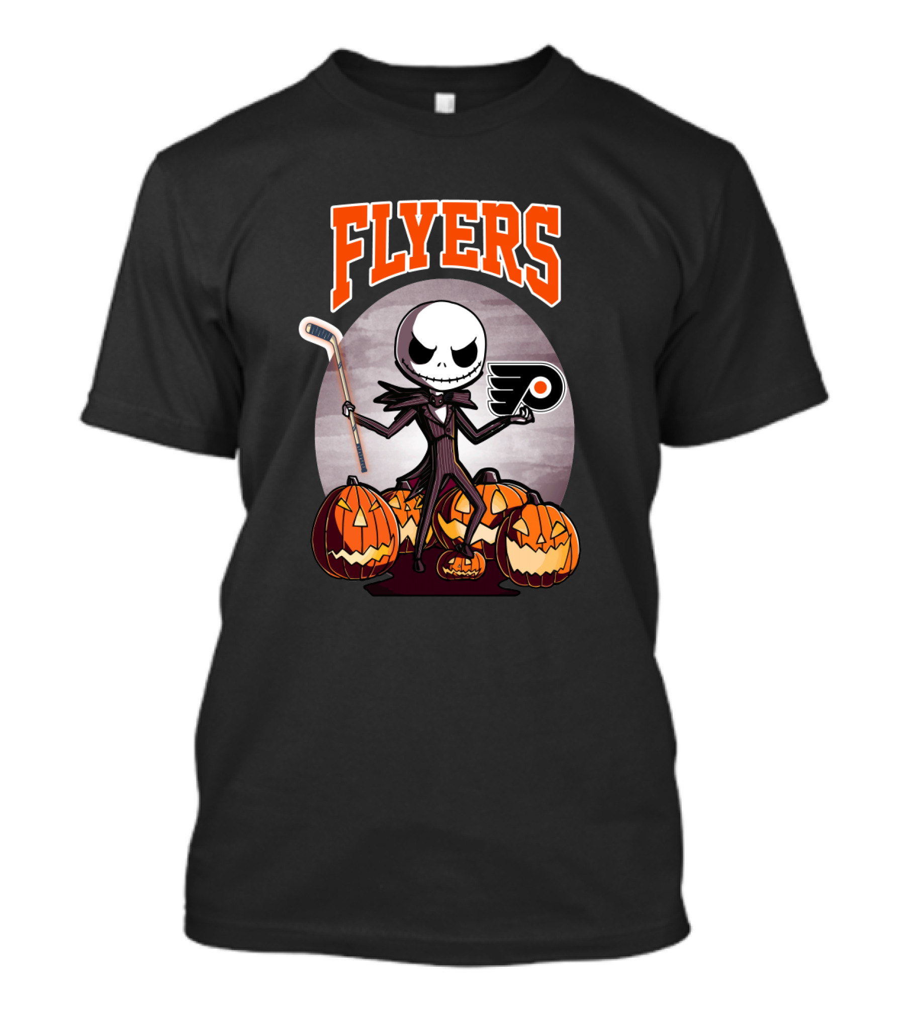 Philadelphia Flyers Jack Skellington Halloween Hockey Pumpkins T-Shirt