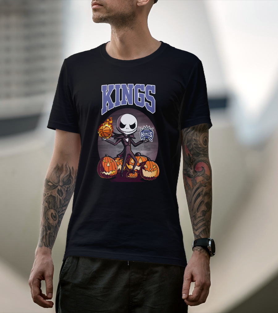 Jack Skellington Basketball Sacramento Kings Halloween Pumpkin T-Shirt
