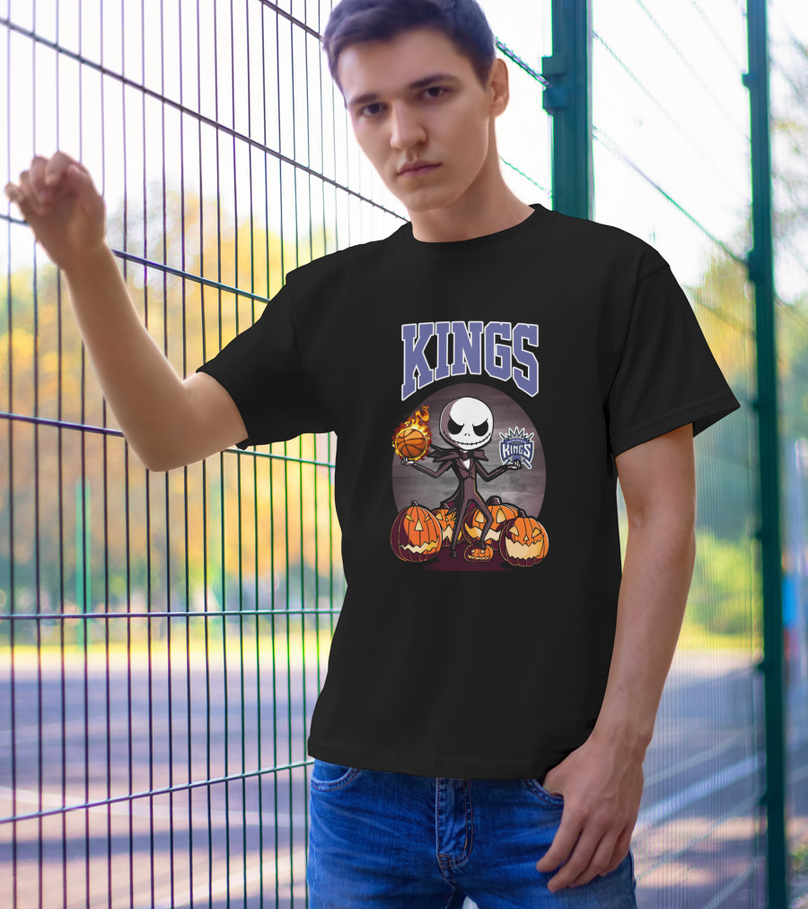 Jack Skellington Basketball Sacramento Kings Halloween Pumpkin T-Shirt