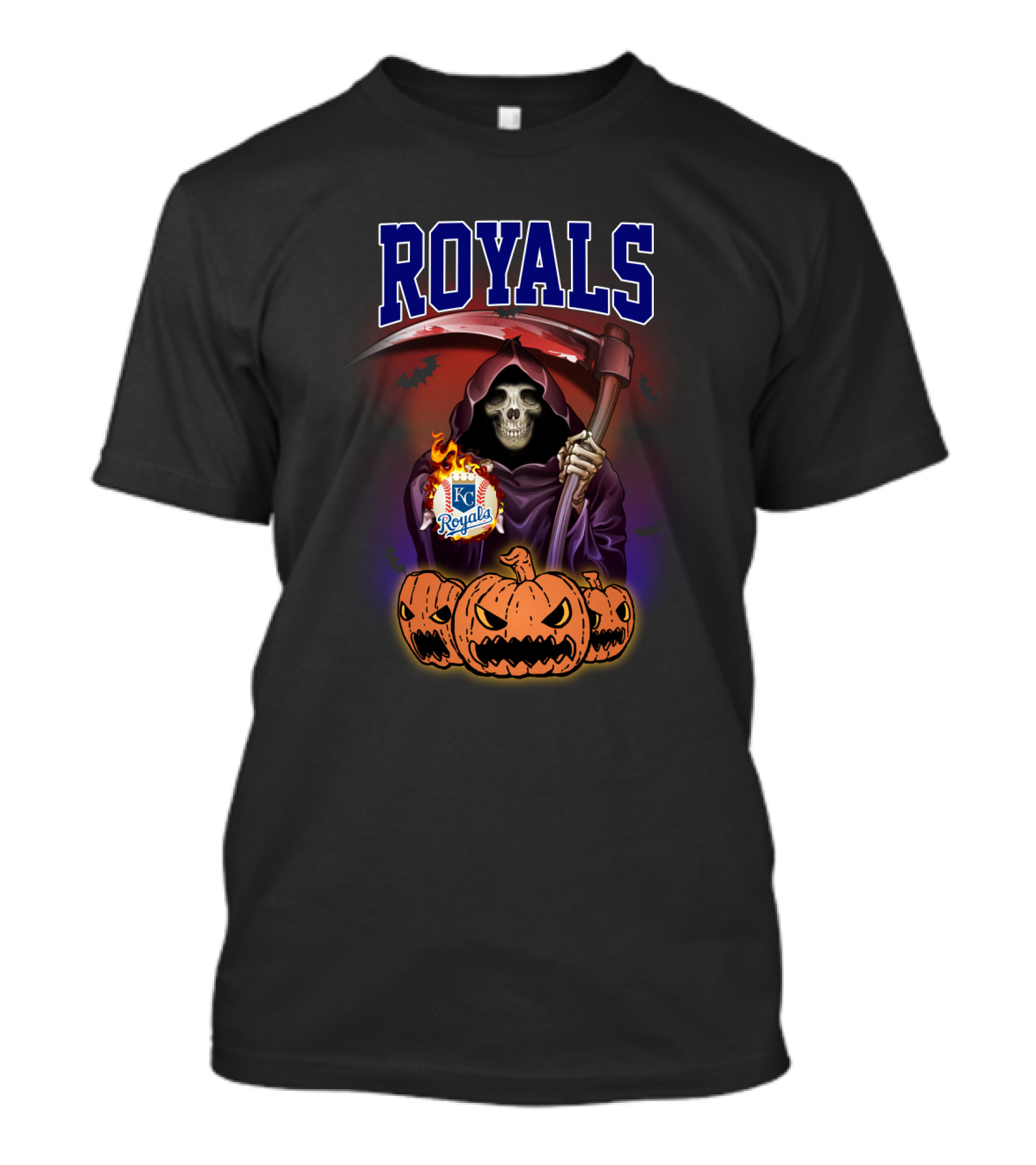 Kansas City Royals Halloween Reaper With Scythe And Pumpkins T-Shirt