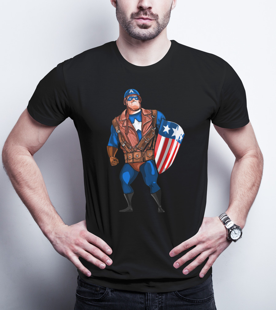 Mr. Incredible Bob Parr Captain America Shield Stars Comic Crossover T-Shirt