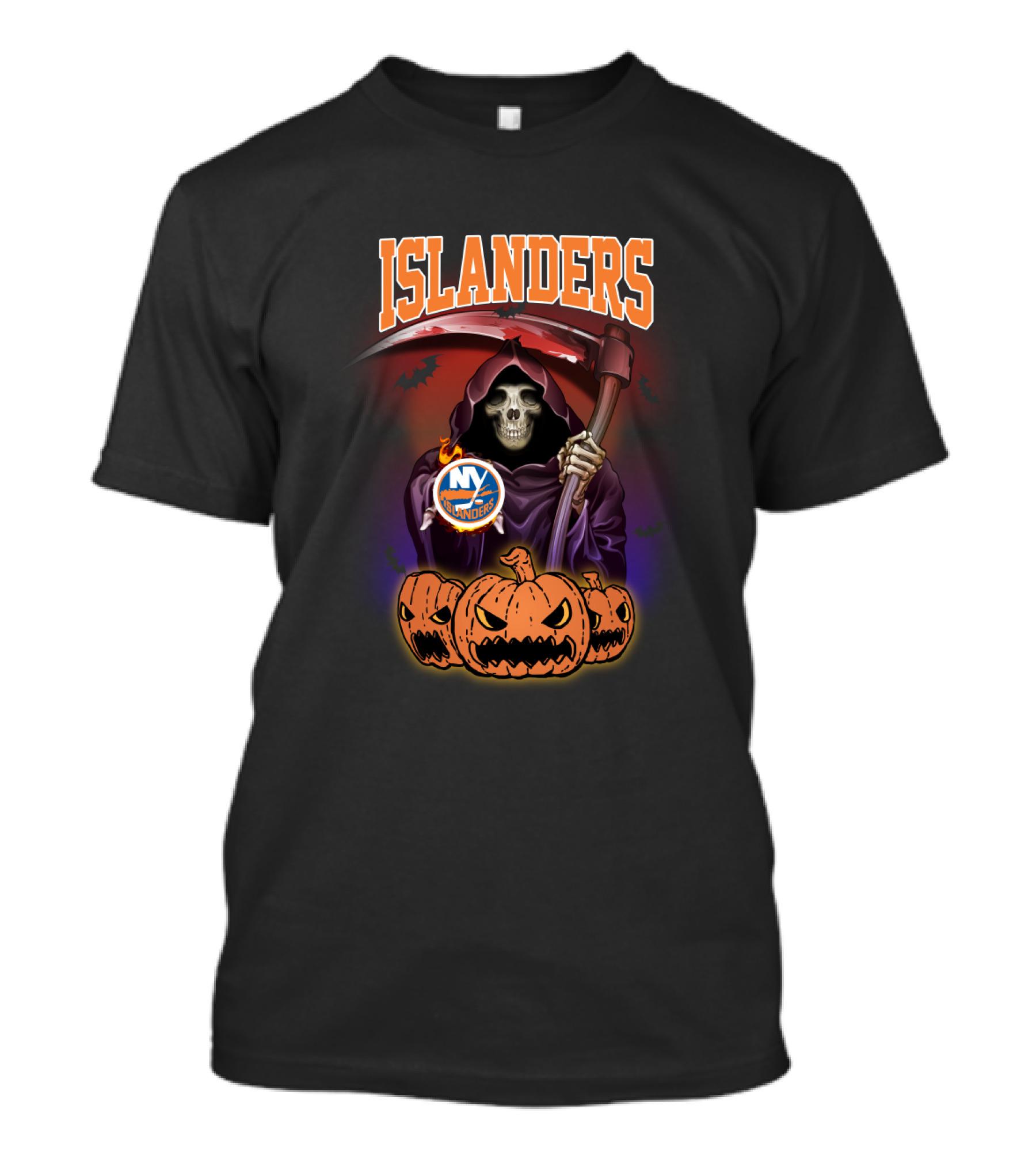 New York Islanders Grim Reaper Halloween Pumpkins T-Shirt