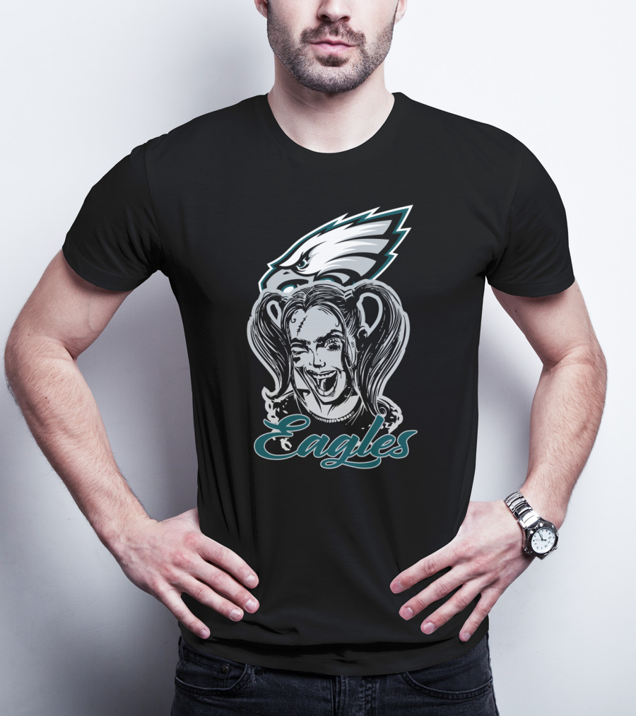 Harley Quinn Eagles Fan With Philadelphia Eagles T-Shirt
