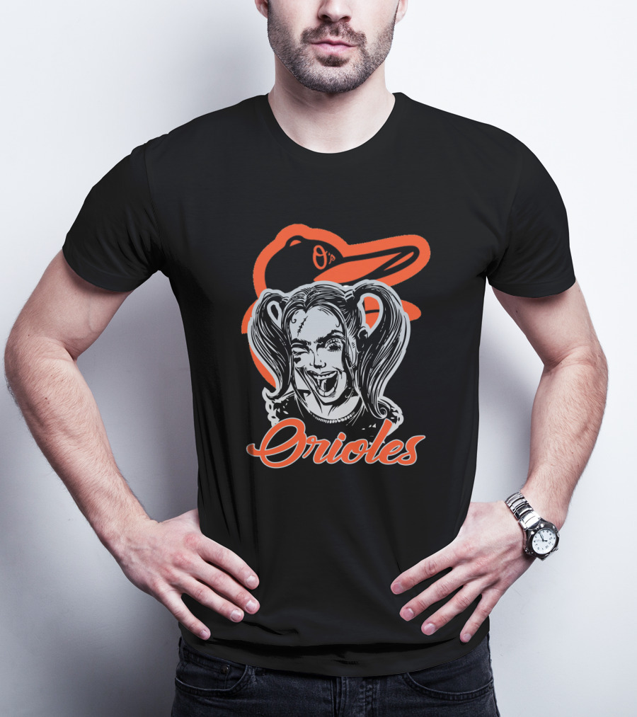 Harley Quinn And Baltimore Orioles Logo Orioles T-Shirt