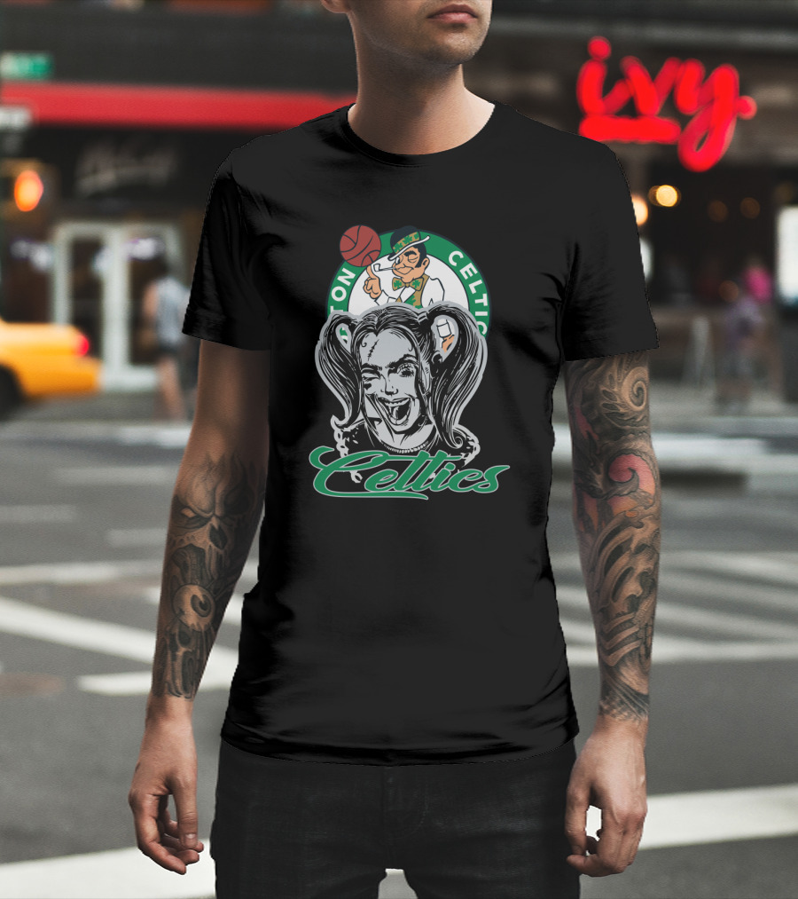 Harley Quinn Boston Celtics Fan Mashup T-Shirt