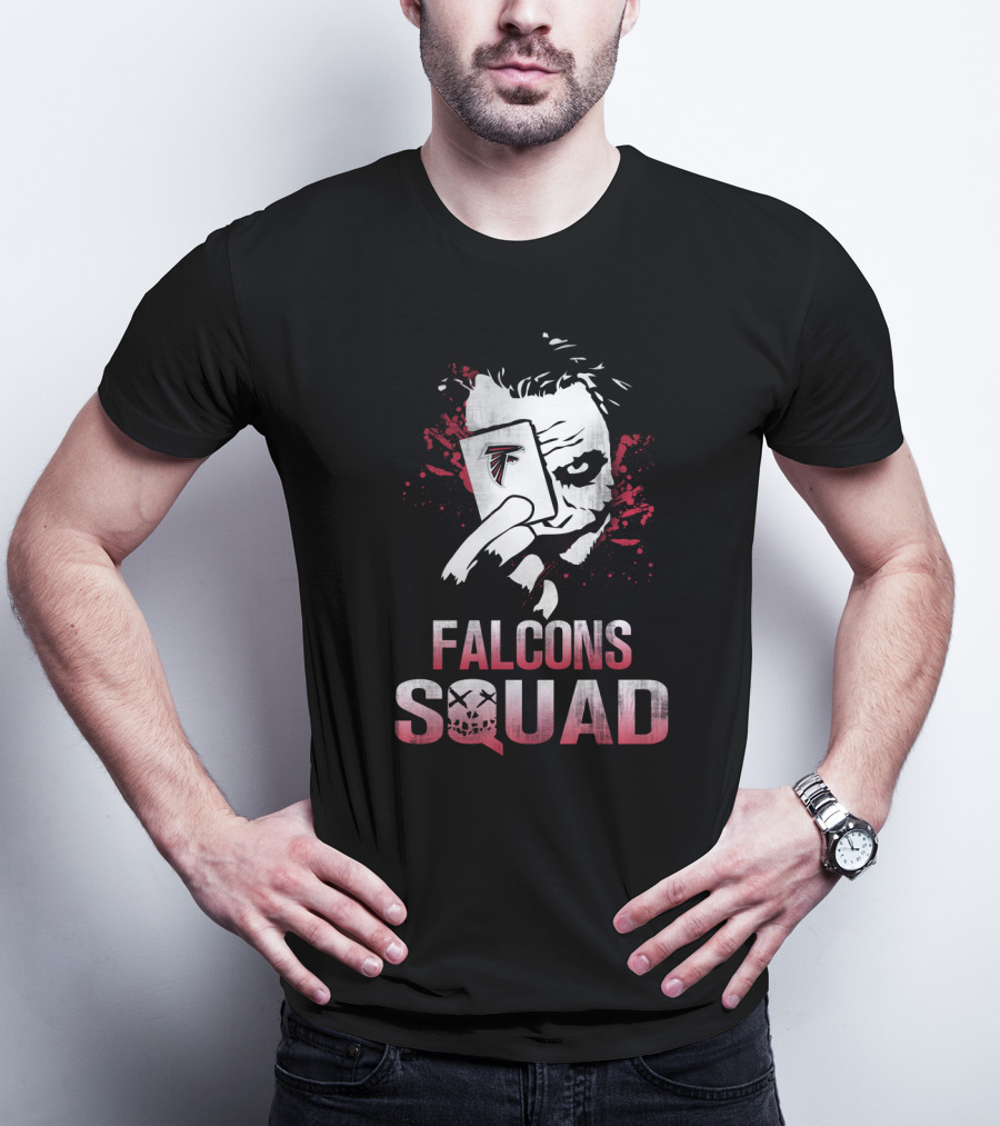 Joker Holding Atlanta Falcons Card With Falcons Squad T-Shirt